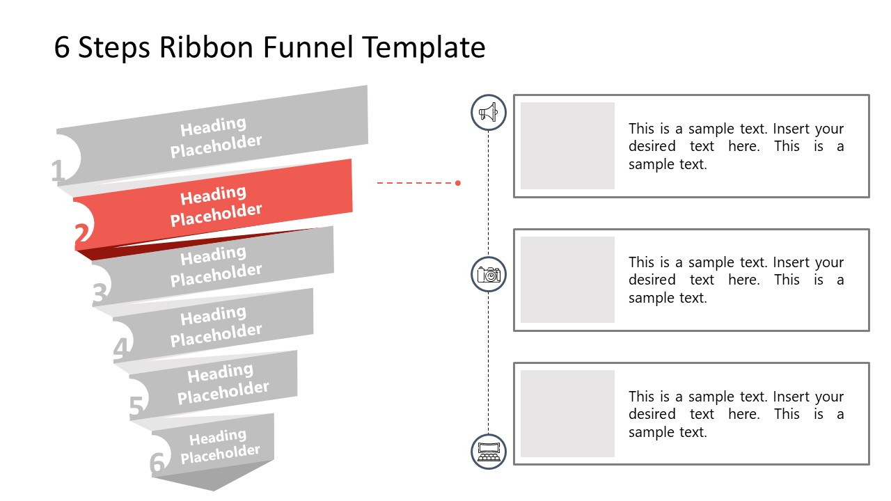 6 Steps Ribbons Funnel Diagrams - SlideModel
