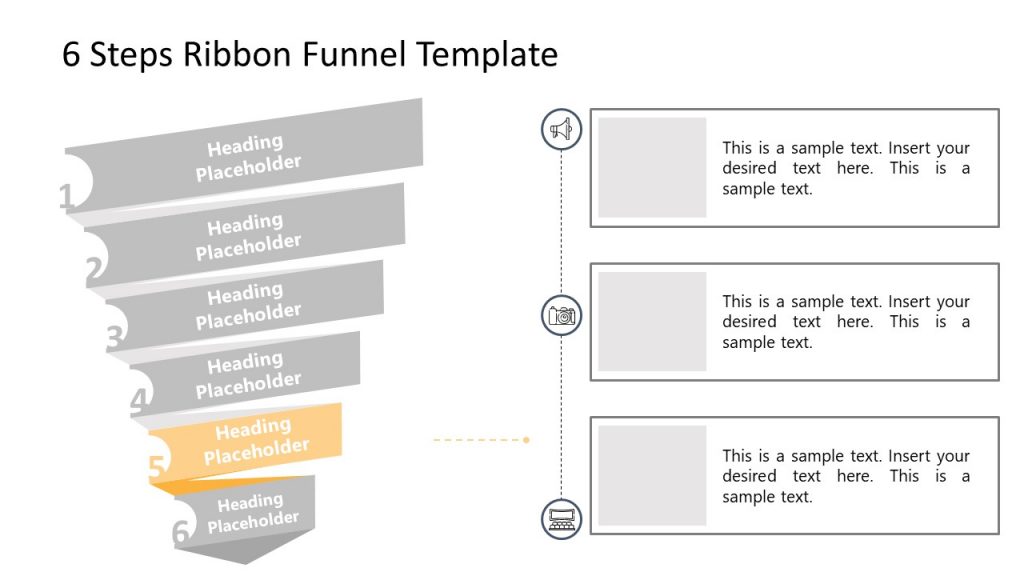 Ribbon Style 6 Steps Funnel PowerPoint Stage 5 - SlideModel