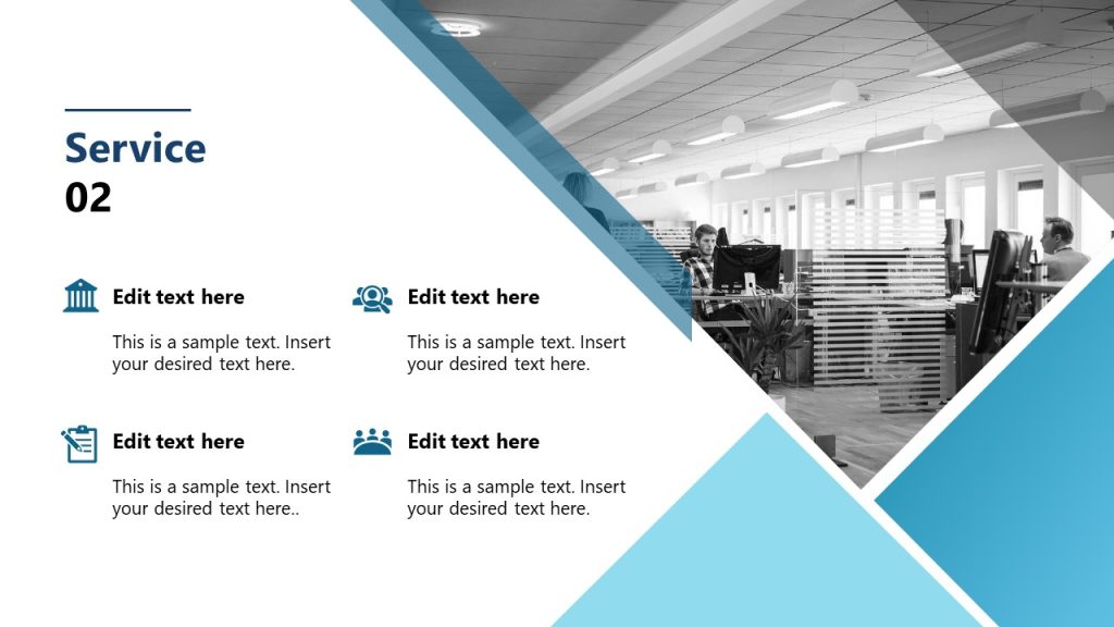Slide for Service 2 - Blue Business Profile Template - SlideModel