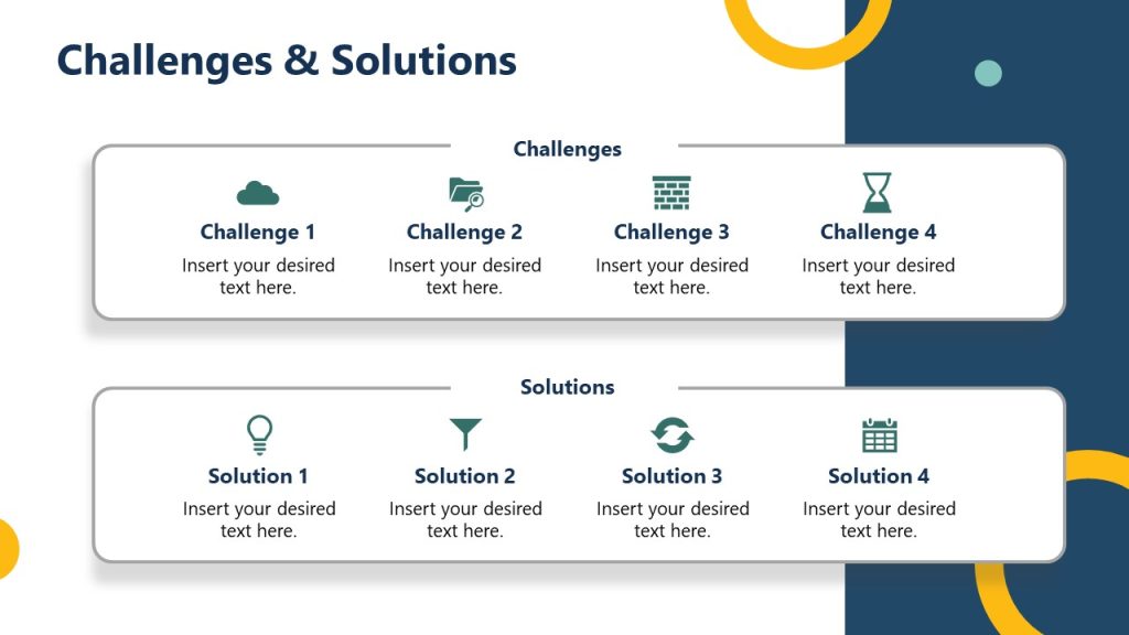 Challenges & Solutions Slide - Internal Communication Template - SlideModel Challenges & Solutions Slide - Internal Communication Template - SlideModel