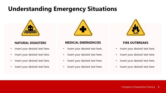 Type of Emergencies Slide with Illustrative Symbols - SlideModel