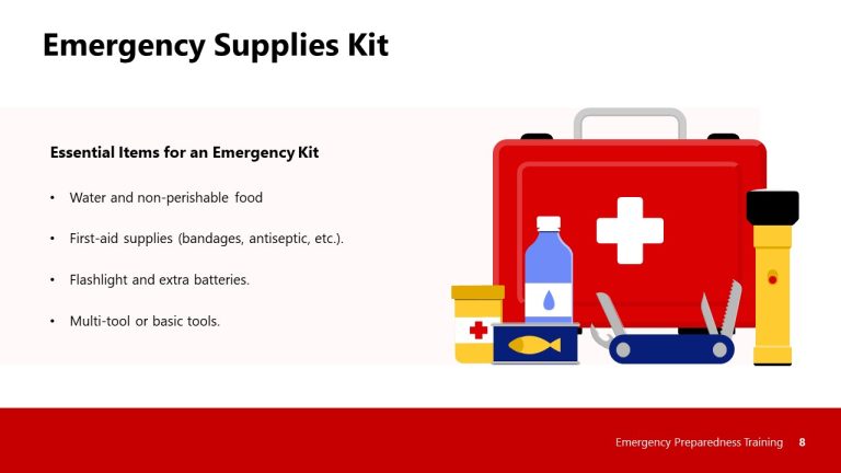 Emergency Supplies Kit Slide with Diagrams - SlideModel