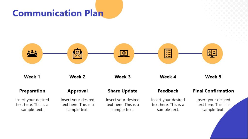 Five Weeks Communication Plan Slide with Icons - SlideModel