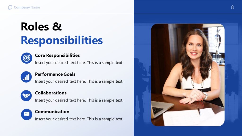 Roles & Responsibilities Slide Template with Icons - SlideModel