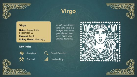 Editable Virgo PPT Slide - Zodiac Signs Template - SlideModel