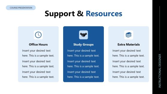 Support & Resources Slide with Three Columns - SlideModel