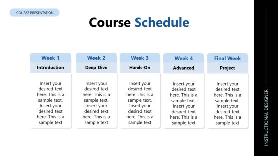 Five Weeks Course Schedule Slide - SlideModel