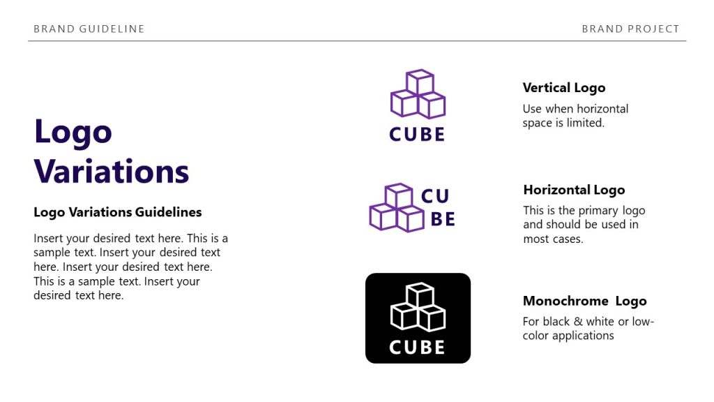Logo Variations Diagram Slide - Brand Guidelines PPT Template - SlideModel