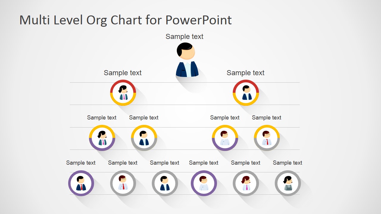 Multi Level Org Chart Template For Powerpoint With Spheres Slidemodel