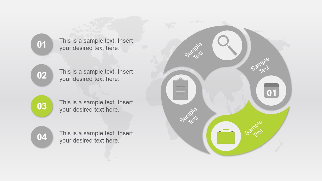 Circular Connected 4 Steps PowerPoint Diagram & Google Slides
