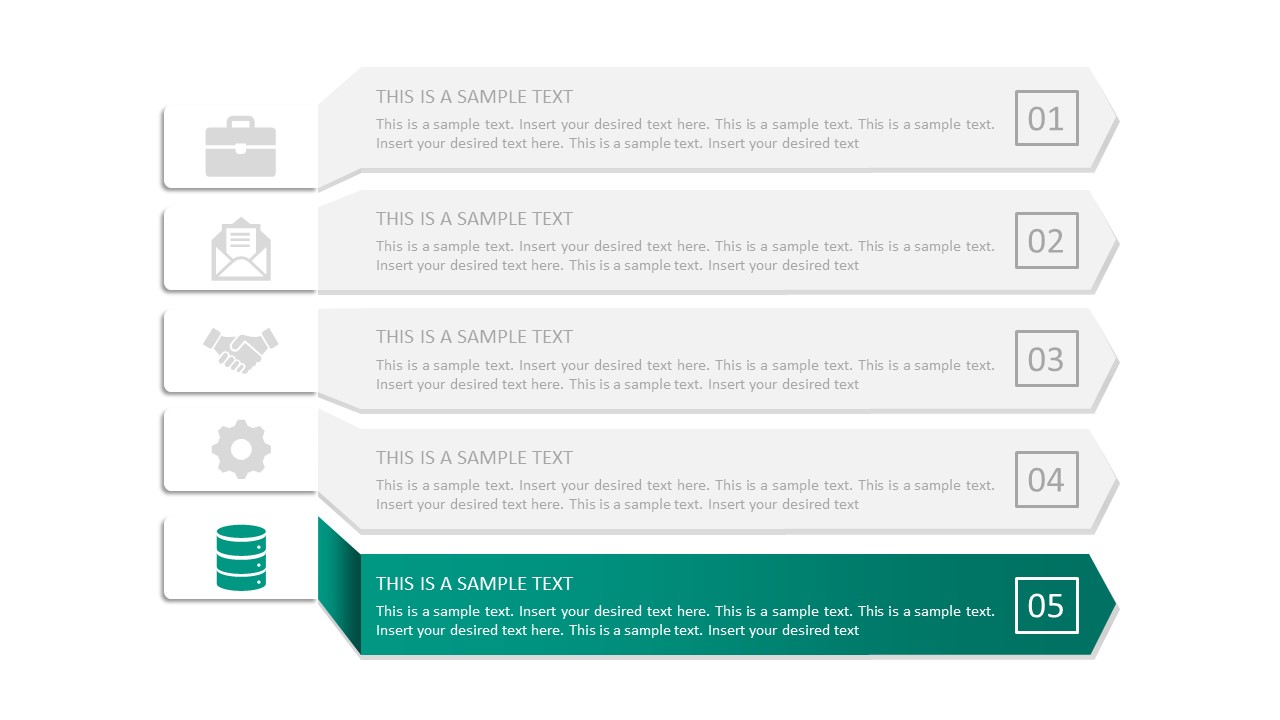 Free Five Arrows with Badges PowerPoint Template & Google Slides