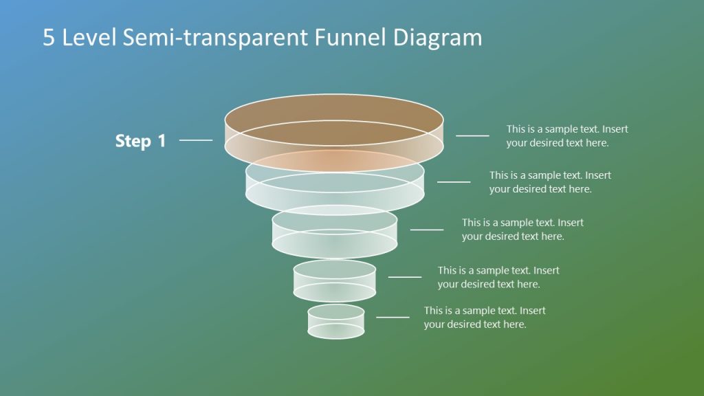 Five Levels of Semi Transparent Funnel - SlideModel