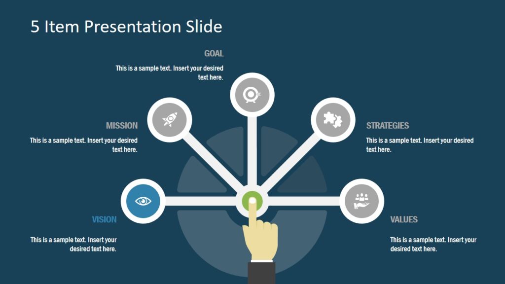 5 Items in Semi Circle PowerPoint - SlideModel