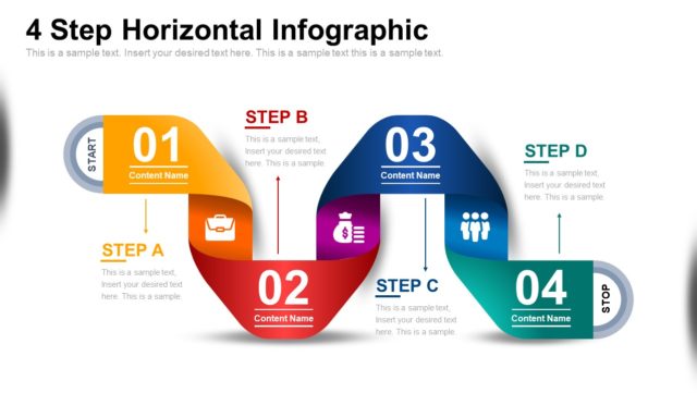 4 Steps Ribbon Diagram PowerPoint - SlideModel