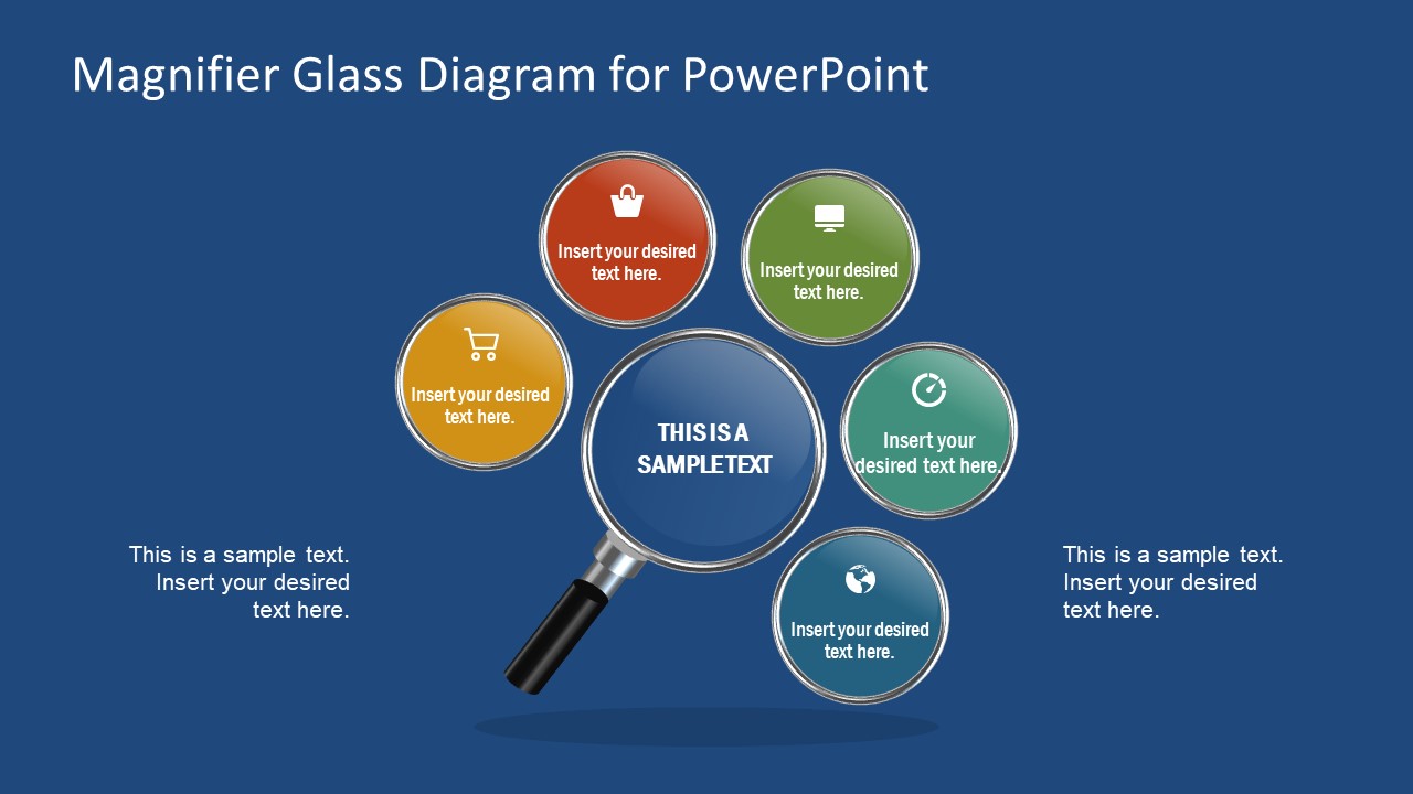 Free 5 Steps Magnifier Focus PowerPoint Diagram & Google Slides