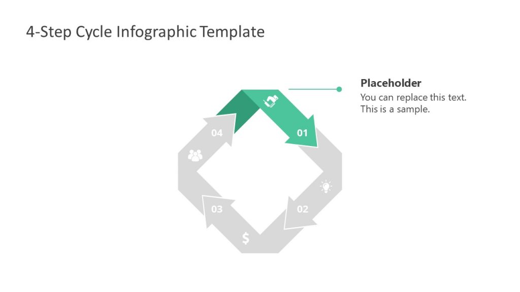 Free 4 Steps Arrow 1 Process Cycle PPT Slide Template