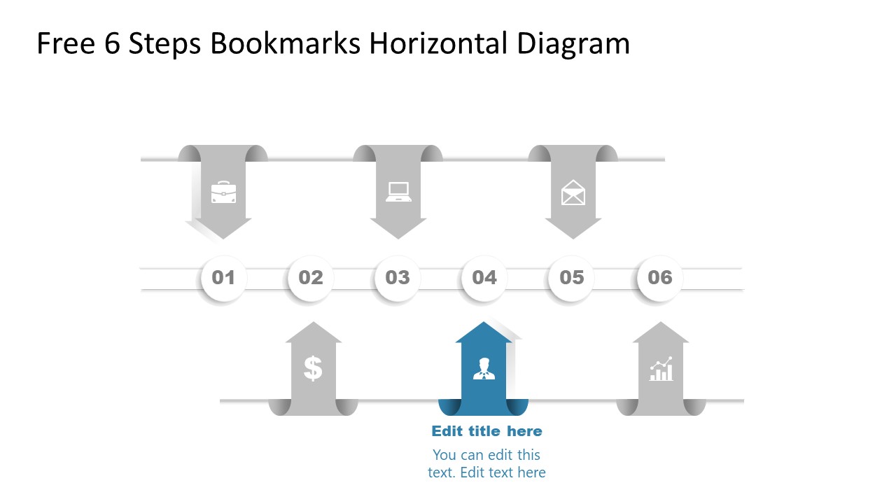Free 6 Steps Bookmark Horizontal Diagram & Google Slides