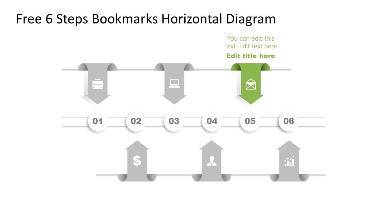 Free 6 Steps Bookmark Horizontal Diagram & Google Slides