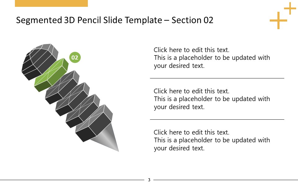 Pencil Diagram Slide - Second Segment Color Highlighted - SlideModel