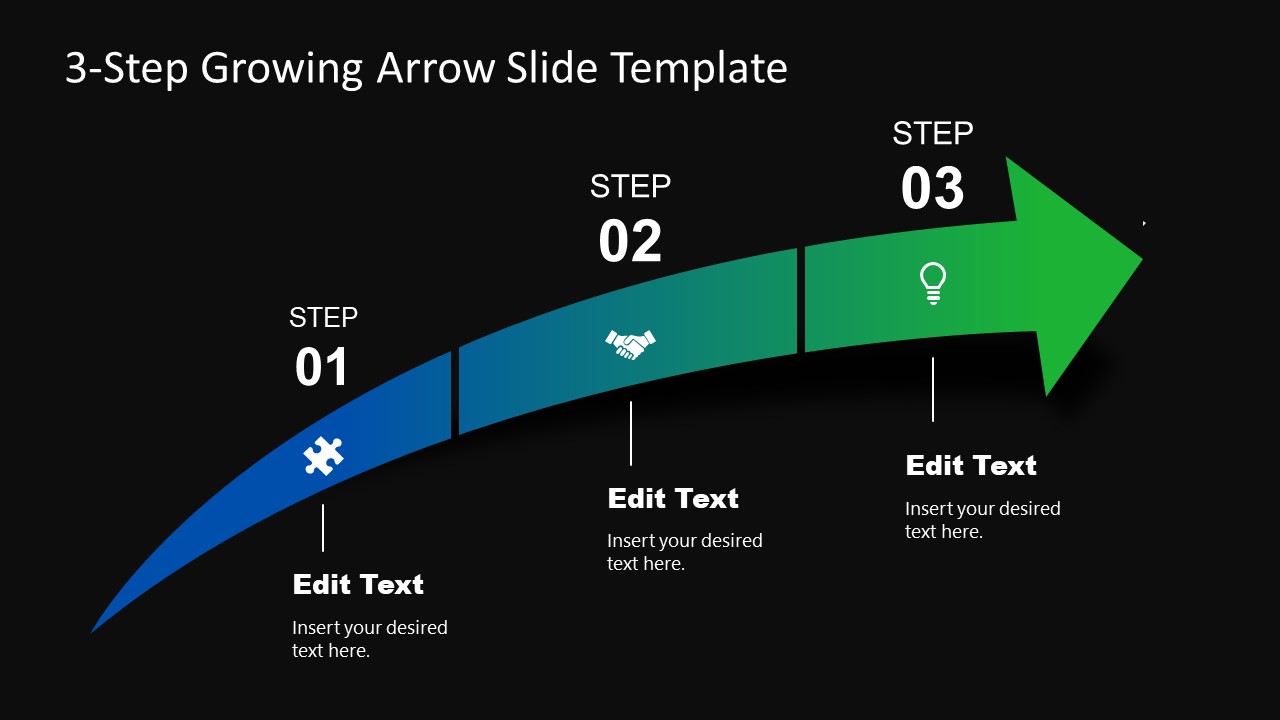 Free 3-Step Growing Arrow Slide Template & Google Slides