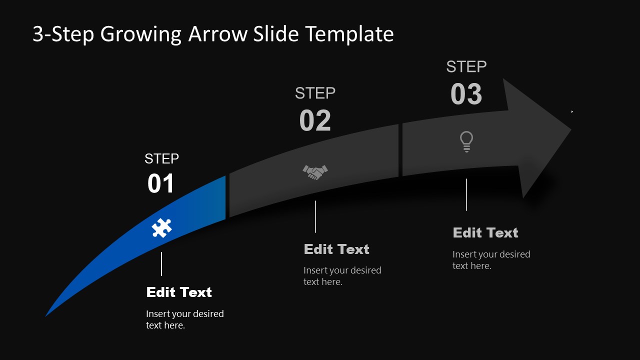 Free 3-Step Growing Arrow Slide Template & Google Slides