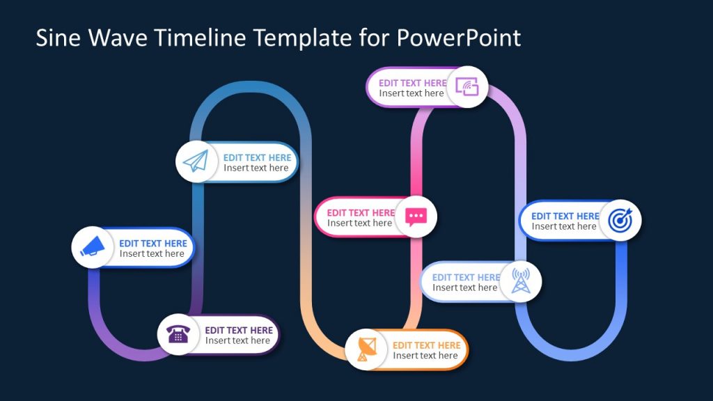 Free Sine Wave Dark Background PowerPoint Timeline Template - SlideModel