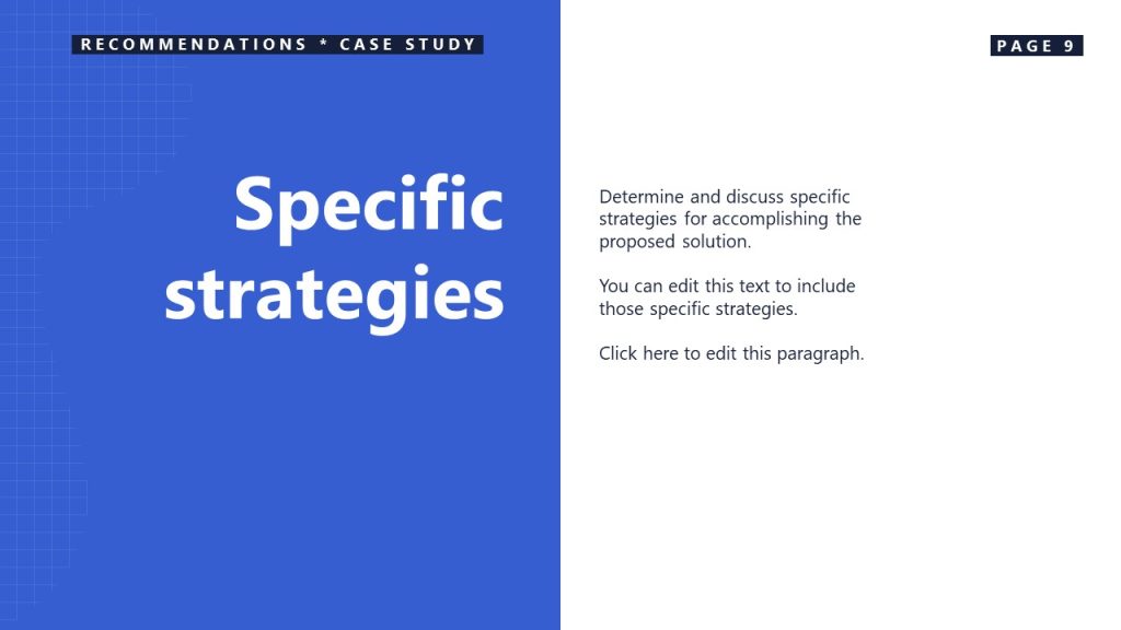 Specific Strategies Editable Slide with Blue & White Background ...