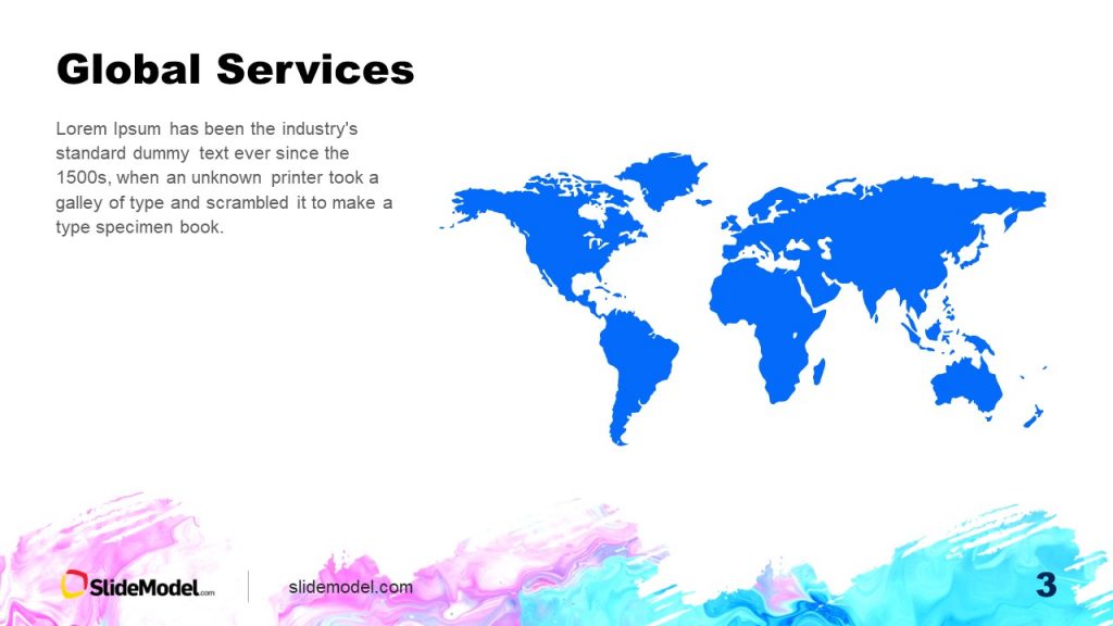 Global Services Slide Design with Map - SlideModel