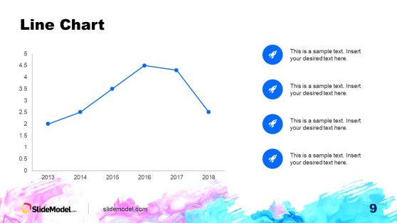Line Chart Slide - Aquarelle Background Free Template - SlideModel