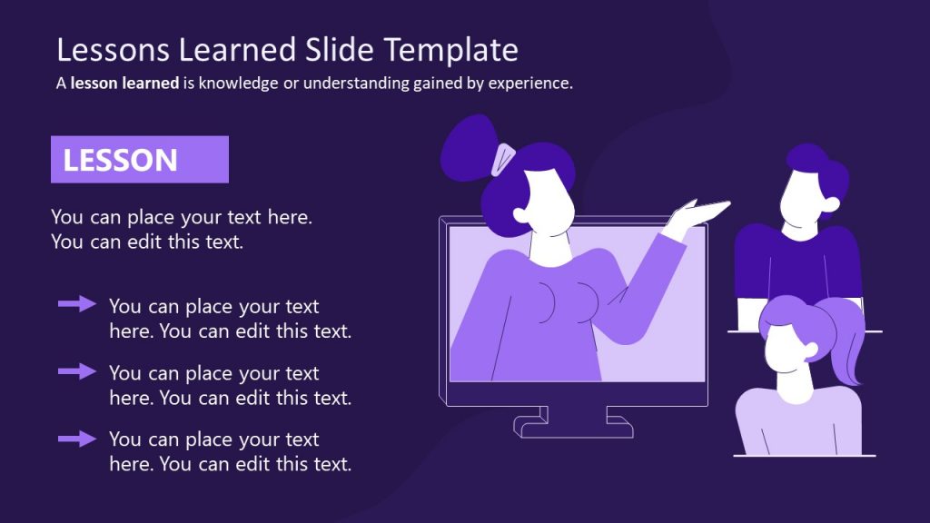 Dark Background Slide for Lessons Learned Presentation - SlideModel