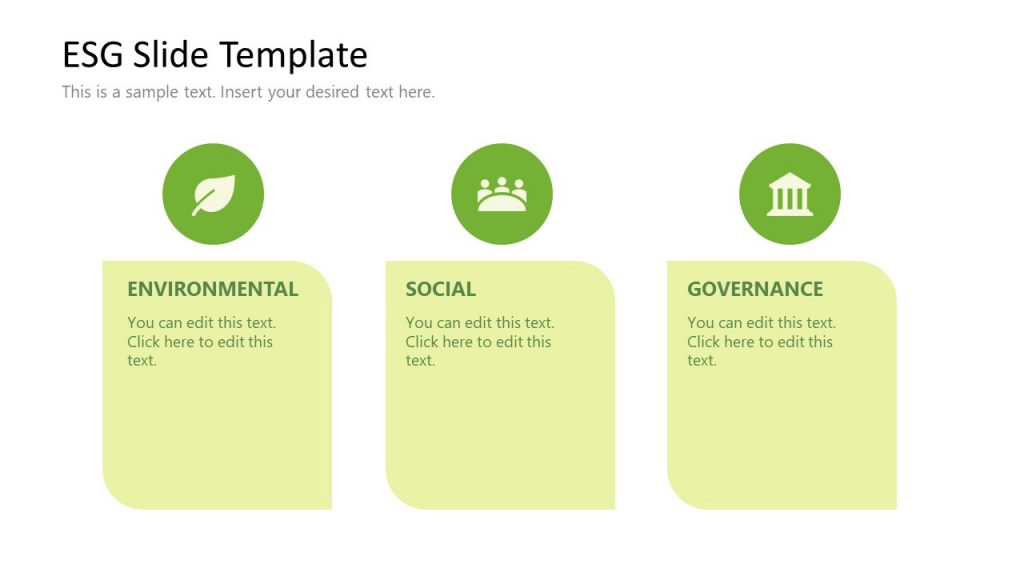 Three Text Boxes Slide for ESG Presentation with Icons - SlideModel