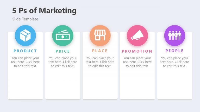 Editable Marketing 5Ps Column Slide with Icons - SlideModel