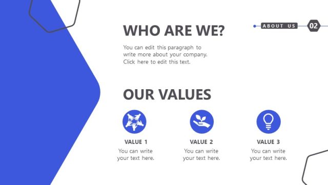 Who We Are & Values Slide for About Us Company Presentation - SlideModel