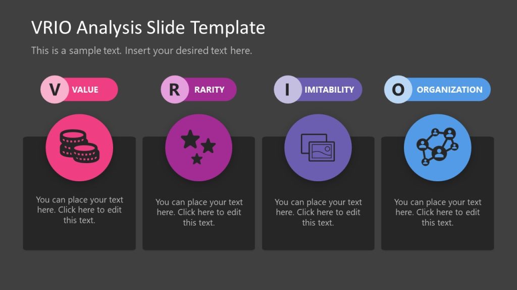 Dark Background Slide Design for VRIO Analysis - SlideModel Dark Background Slide Design for VRIO Analysis - SlideModel