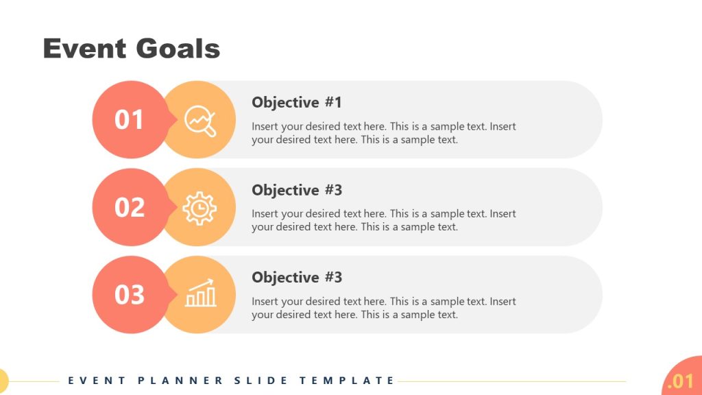 Three Segment Event Goals Presentation Template - SlideModel