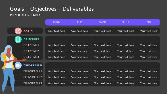 Dark Background Free Goals & Deliverables Presentation Slide - SlideModel