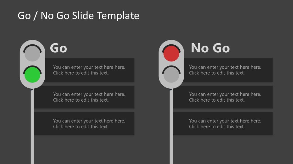Editable Go No Go PPT Slide with Dark Background - SlideModel