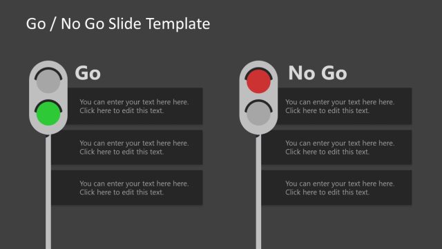 Editable Go No Go PPT Slide with Dark Background - SlideModel