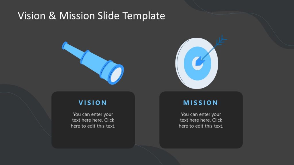 Vision and Mission Presentation Template Slide with Dark Background ...