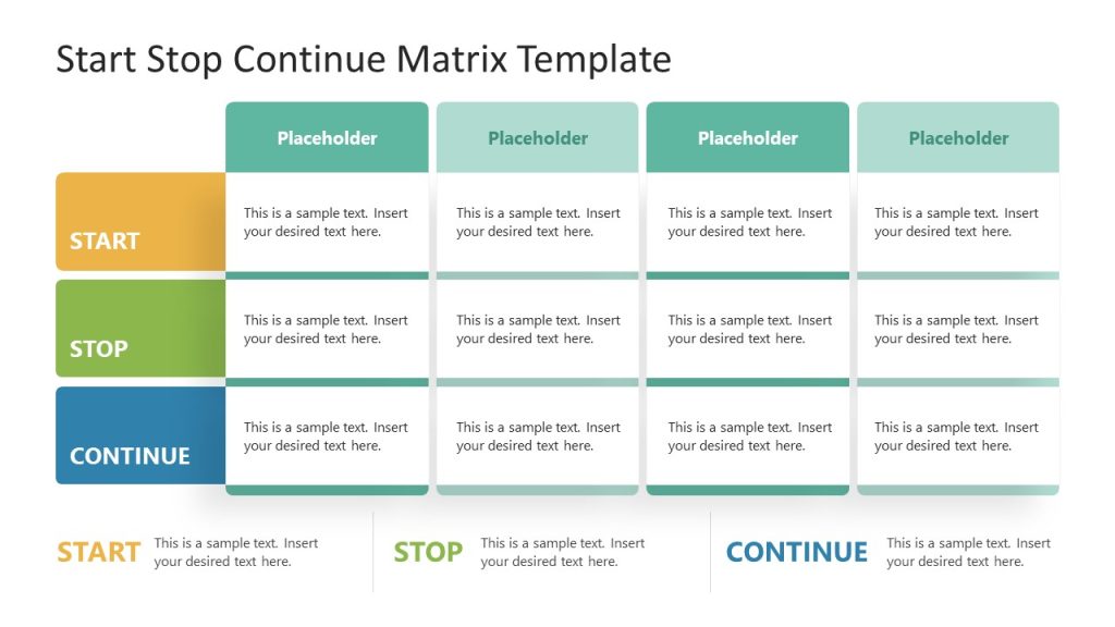Free Start Stop Continue Matrix Presentation Template - SlideModel