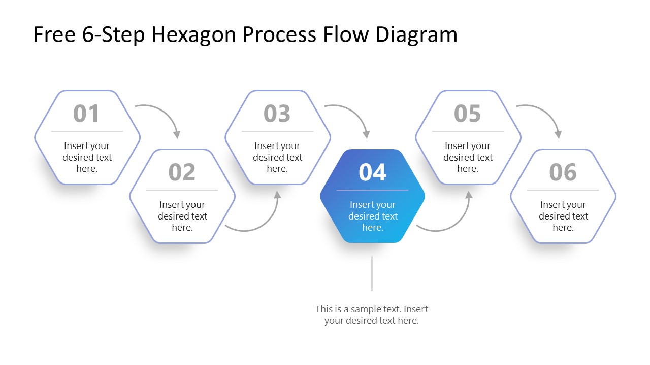 Free 6-Step Hexagon Process Flow Diagram Template for PowerPoint