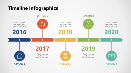 Engaging 5 Step Process Timeline Template Slide - SlideModel