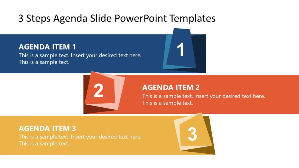 Free 3 Agenda Items Folded Paper Design - SlideModel