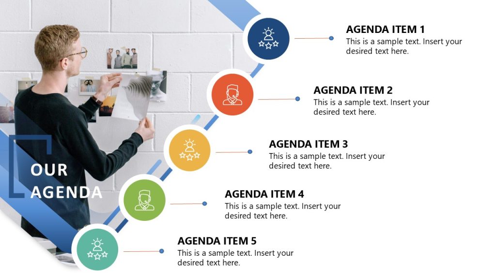 Free Five Agenda Items Diagonal Items with Photo - SlideModel