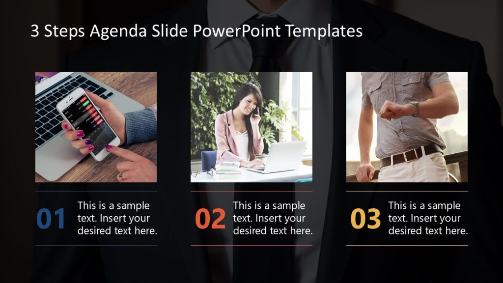 Free 3 Column Items Agenda Slide with Photos - SlideModel