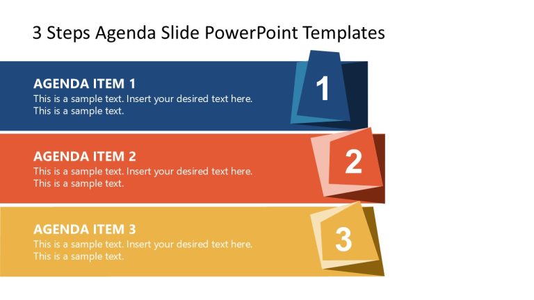 Free Three Horizontal Agenda Items Folded - SlideModel
