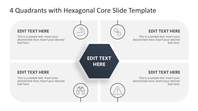 Customizable 4 Quadrants with Hexagonal Core Presentation Template - SlideModel