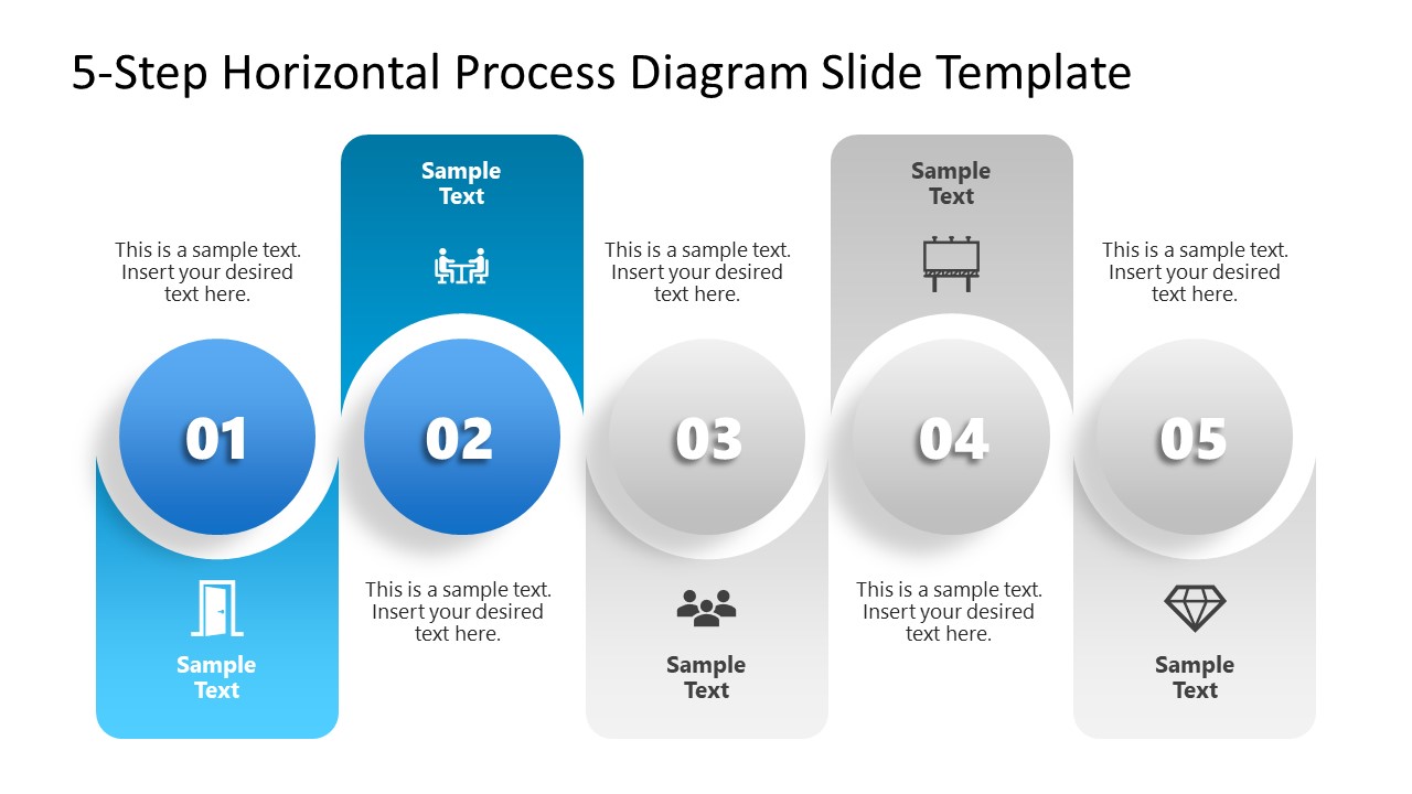 Free 5-Step Horizontal Process Diagram Slide Template for PowerPoint