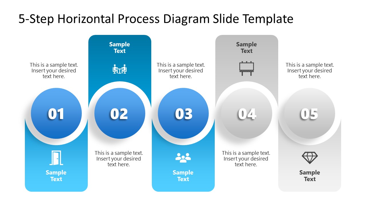 Free 5-Step Horizontal Process Diagram Slide Template for PowerPoint