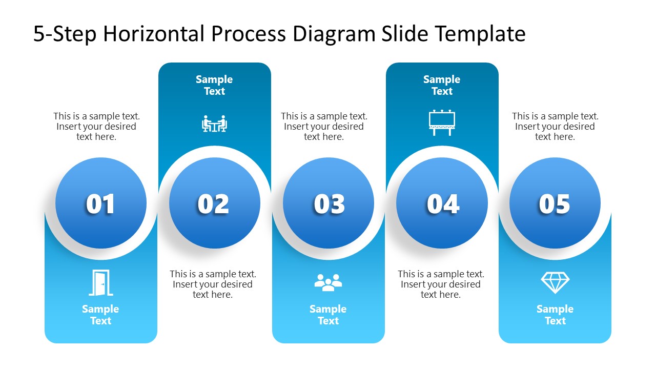 Free 5-Step Horizontal Process Diagram Slide Template for PowerPoint